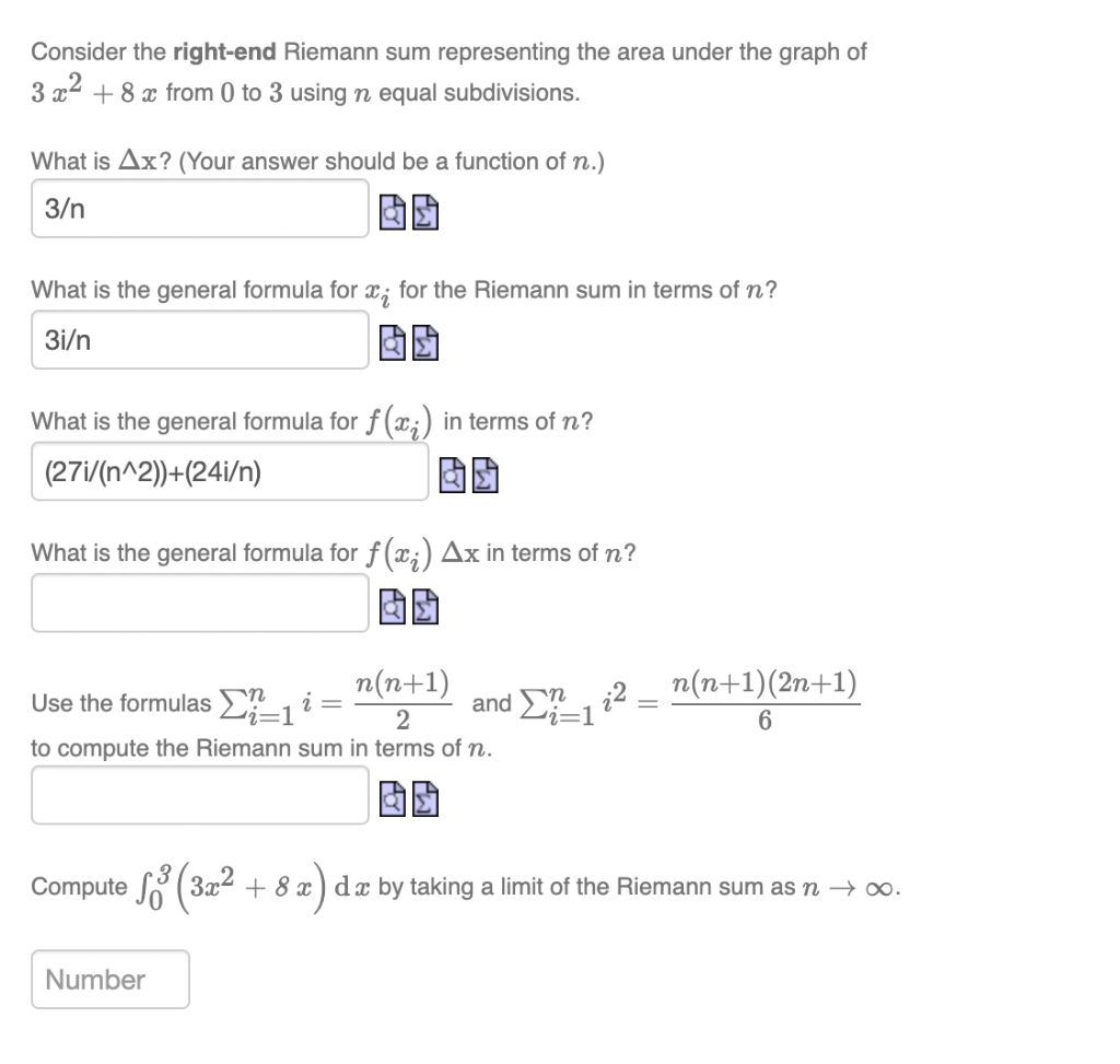 Solved Consider the right-end Riemann sum representing the | Chegg.com