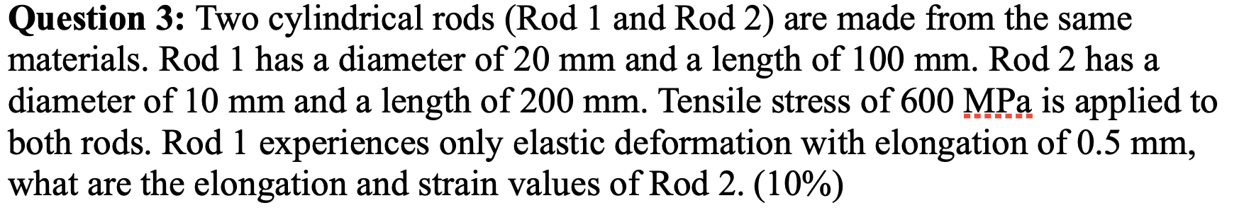 Solved Question 3: Two cylindrical rods (Rod 1 and Rod 2) | Chegg.com