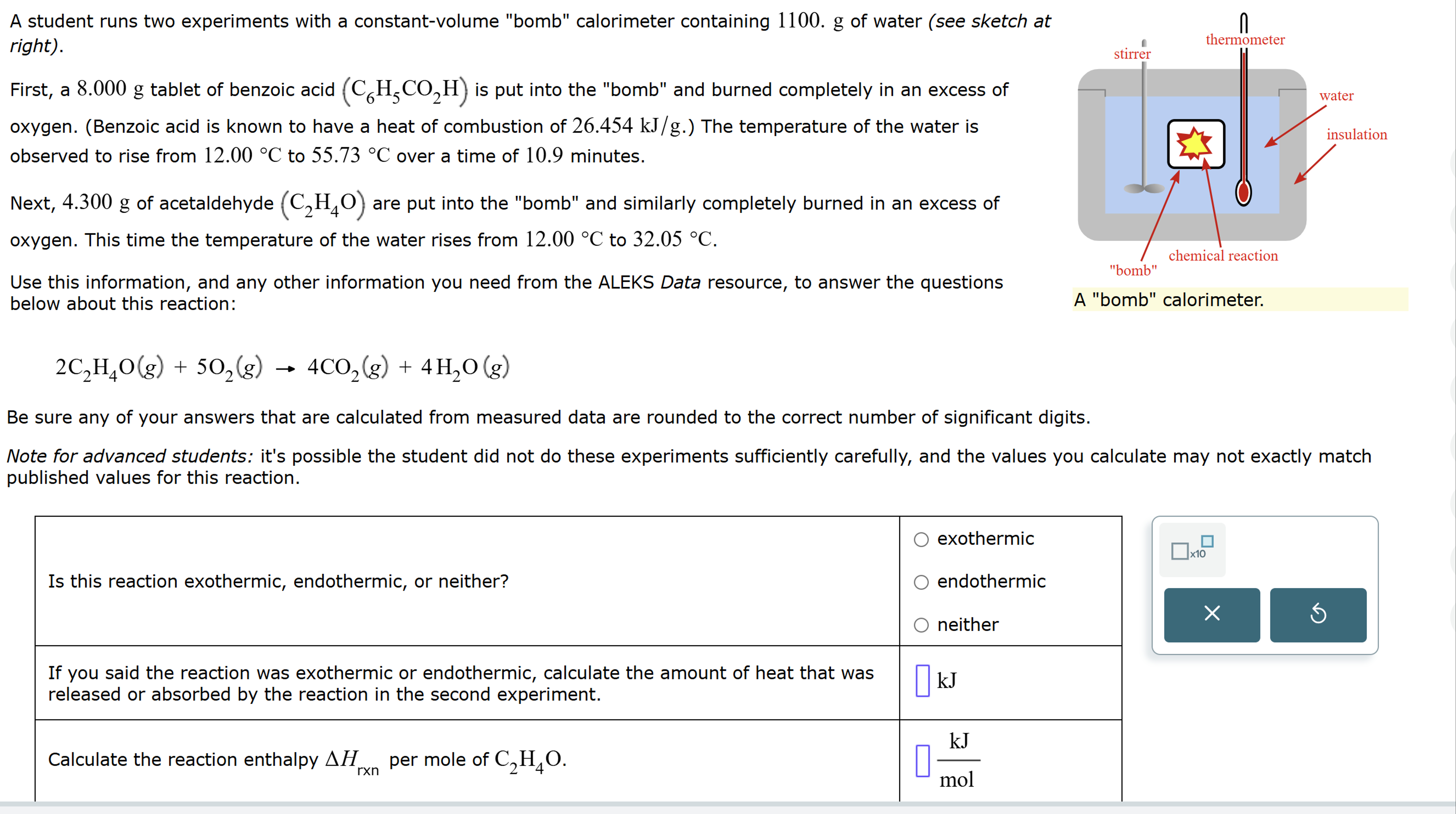 Solved A student runs two experiments with a constant-volume | Chegg.com