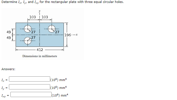 Solved Determine Ix, ly, and Ixy for the rectangular plate | Chegg.com