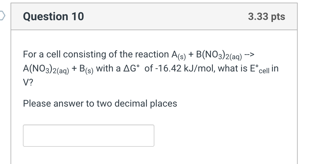 Solved For a cell consisting of the reaction | Chegg.com