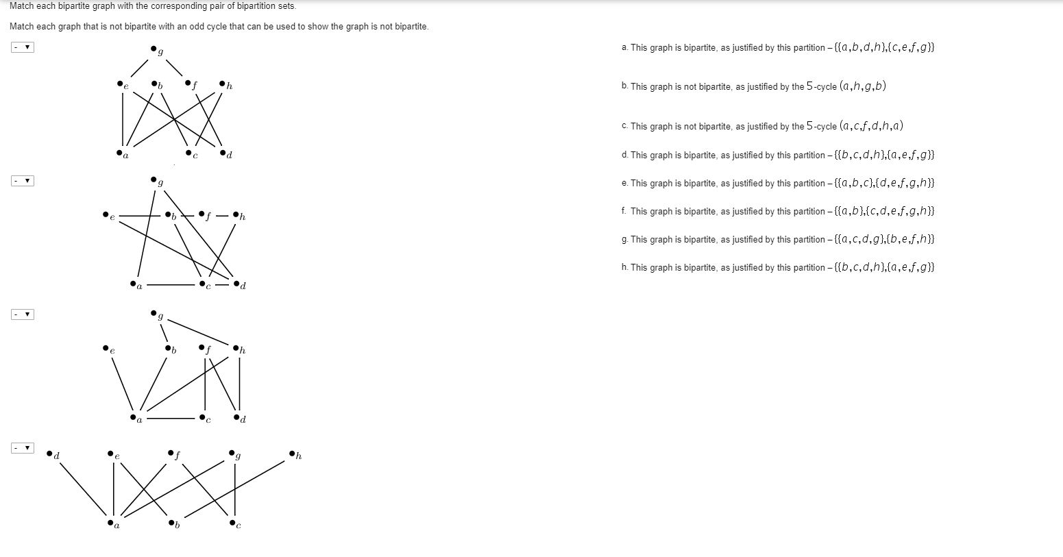 Solved Match each bipartite graph with the corresponding | Chegg.com