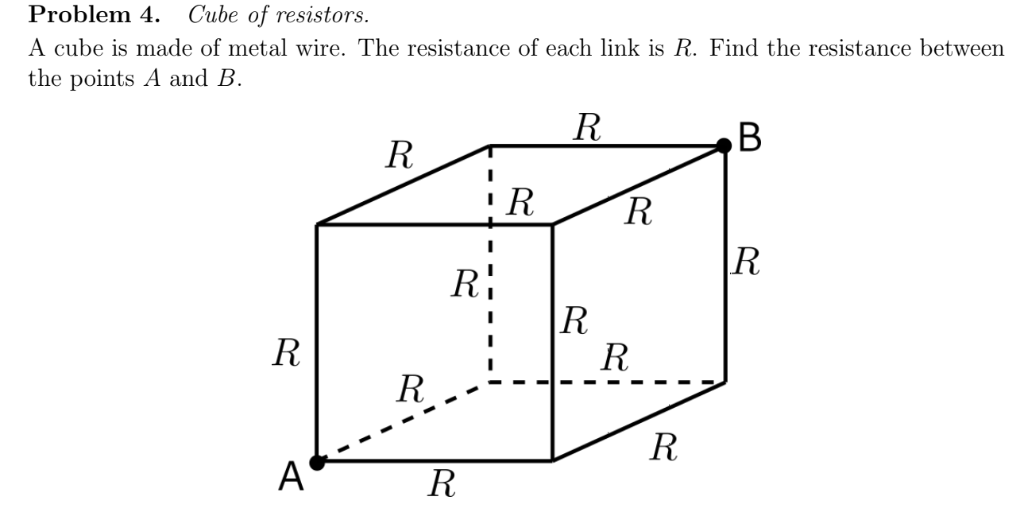 Solved Problem 4 Cube of resistors. A cube is made of metal | Chegg.com