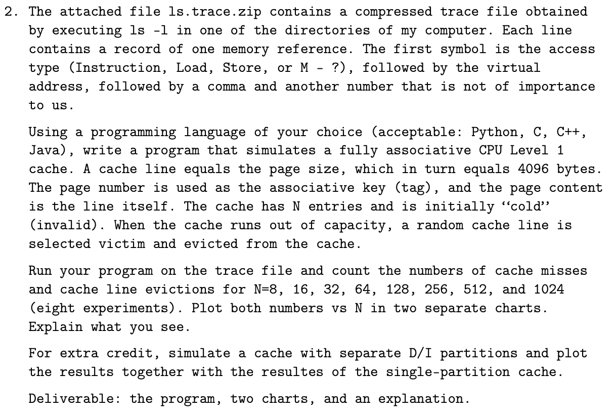 2. The attached file Is.trace.zip contains a | Chegg.com