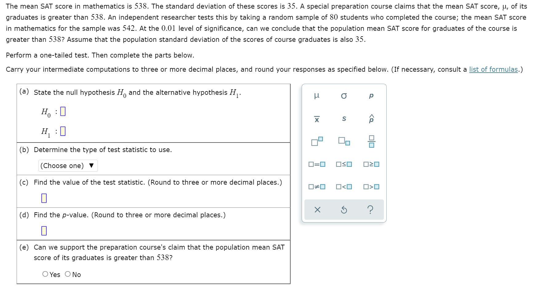 Solved The Mean SAT Score In Mathematics Is 538 The Chegg