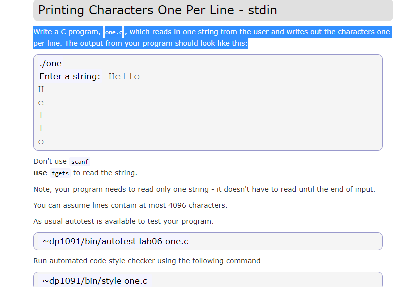 Solved Printing Characters One Per Line - stdin Write a C | Chegg.com