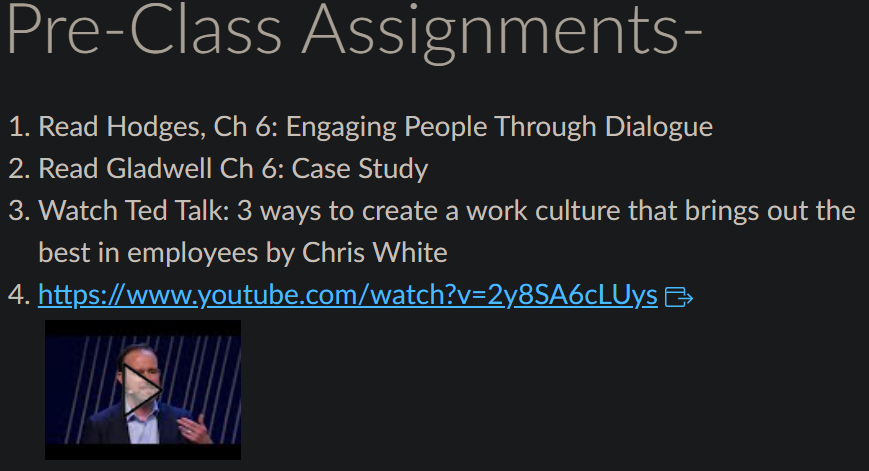 Solved Pre-Class Assignments- 1. Read Hodges, Ch 6: Engaging | Chegg.com
