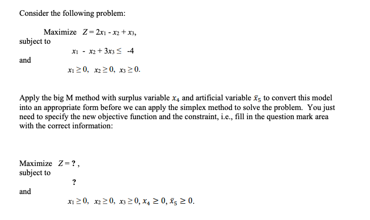 Solved Consider the following problem: Maximize Z=2x1 - x2 + | Chegg.com