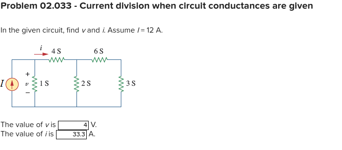 Solved Problem 02.033 - Current division when circuit | Chegg.com