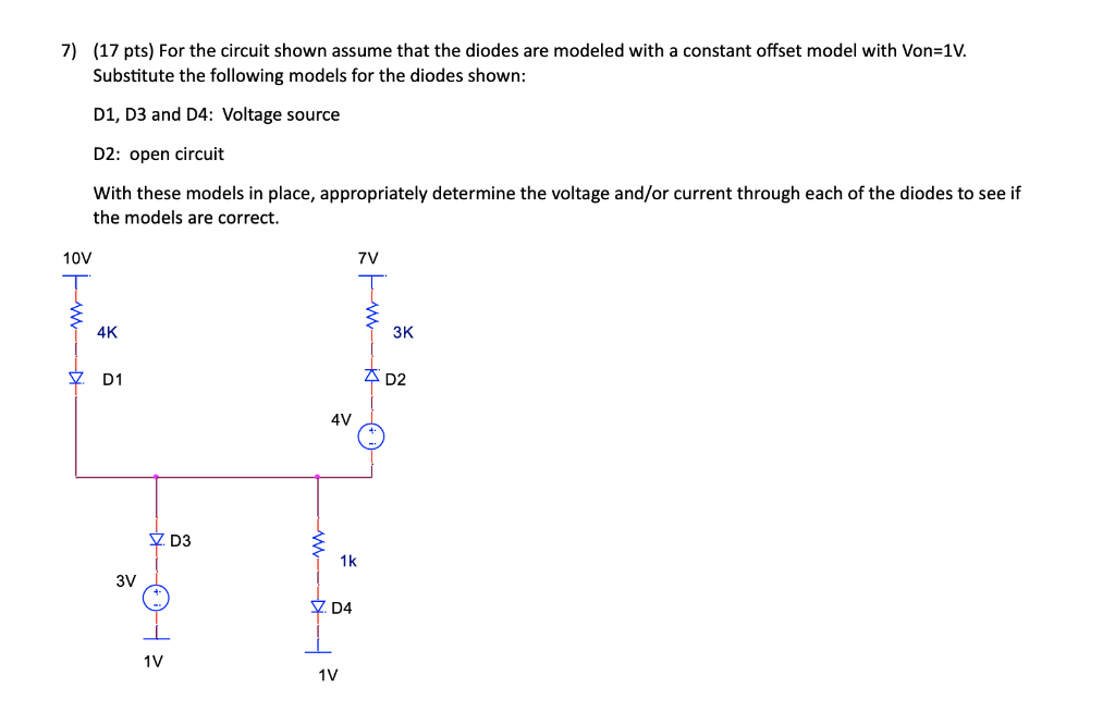 Solved 7) (17 pts) For the circuit shown assume that the | Chegg.com