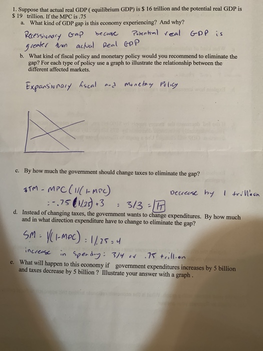 Solved l Suppose that actual real GDP (equilibrium GDP) is S | Chegg.com