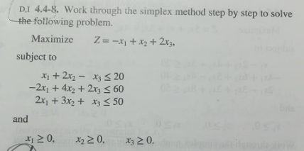 Solved D,I 4.4-8. Work through the simplex method step by | Chegg.com