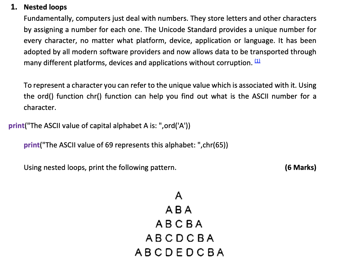 Solved 1. Nested loops Fundamentally, computers just deal | Chegg.com