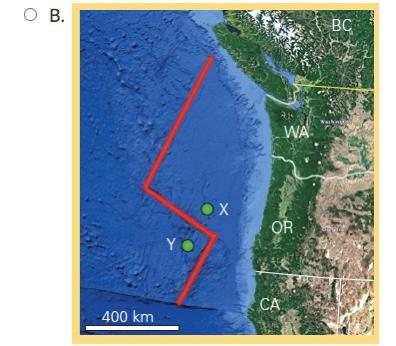 Solved Which annotated bathymetric map shows the location of | Chegg.com