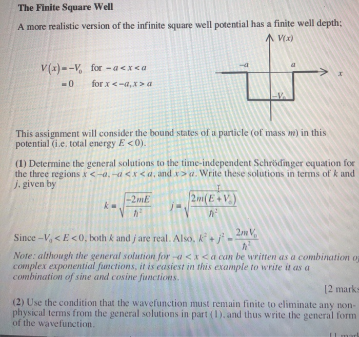 Solved The Finite Square Wel A more realistic version of the | Chegg.com
