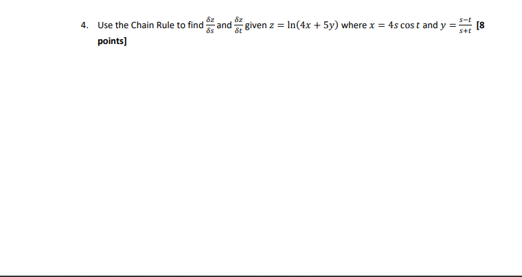 Solved 4. Use the Chain Rule to find points] and given z = | Chegg.com