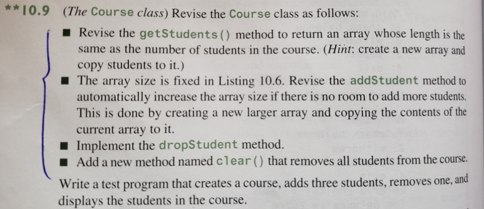 Solved 109 The Course Class Revise The Course Class As