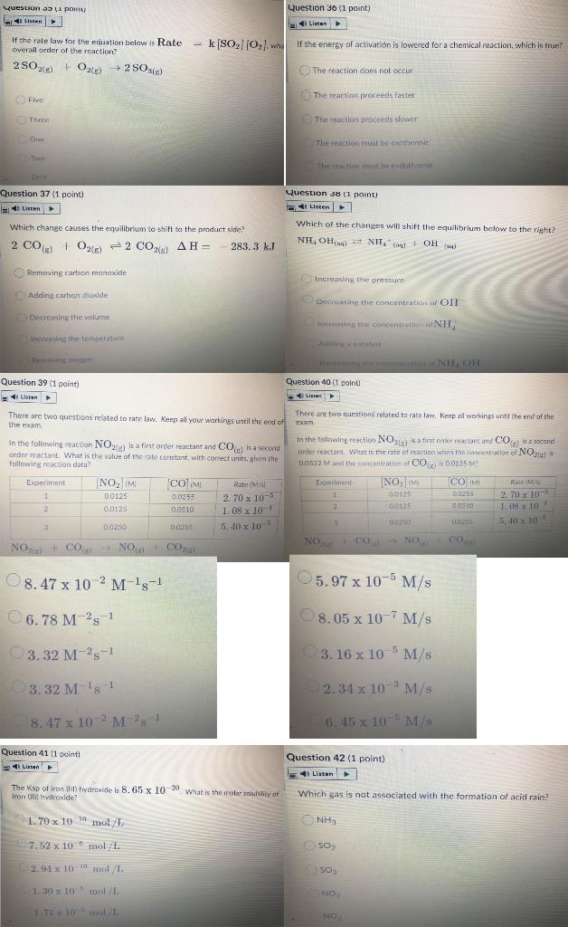 Solved Question 361 point) Vuestion 33 poin Listen Listen - | Chegg.com