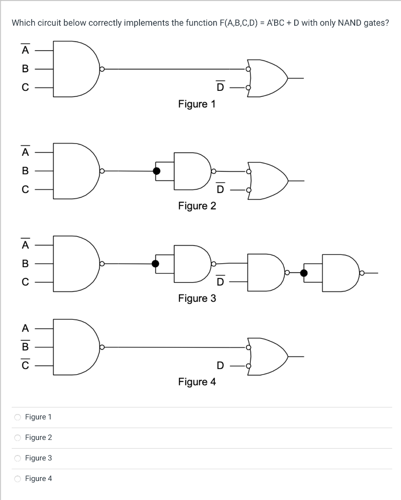 Solved Which circuit below correctly implements the function | Chegg.com