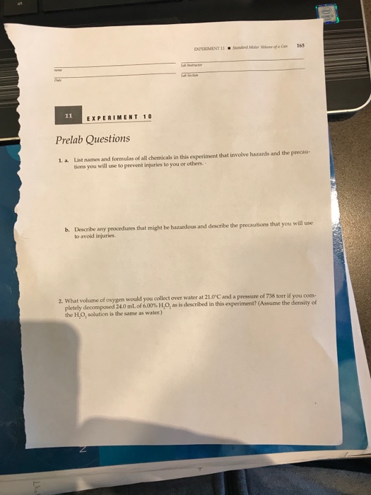 Solved EXPERIMENT 10 Prelab Questions List names and | Chegg.com