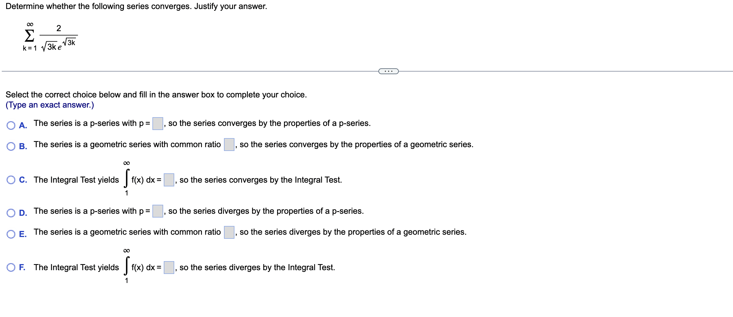 Solved Determine whether the following series converges. | Chegg.com