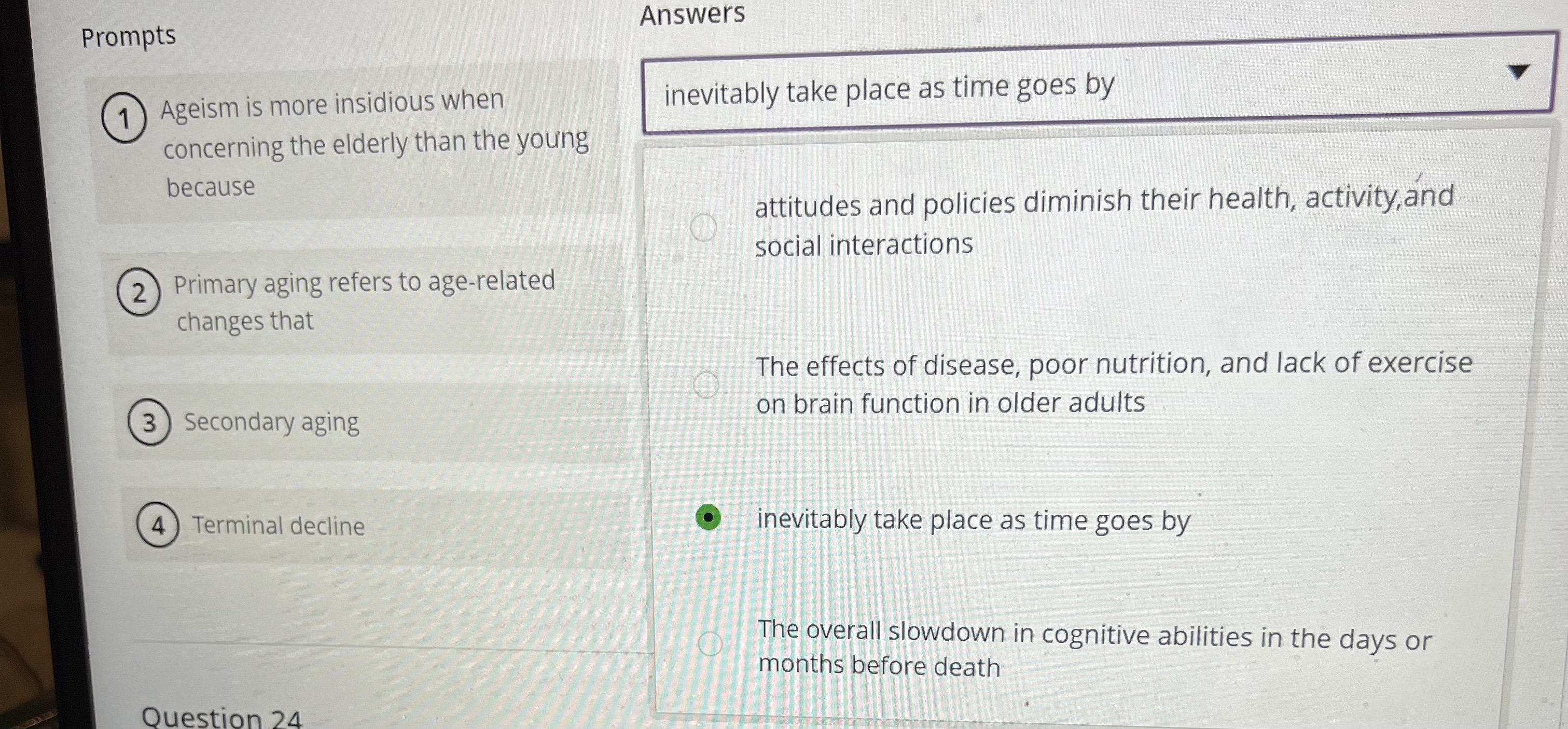 Solved Please Match Right To Left Psychology Of Lifespan Chegg