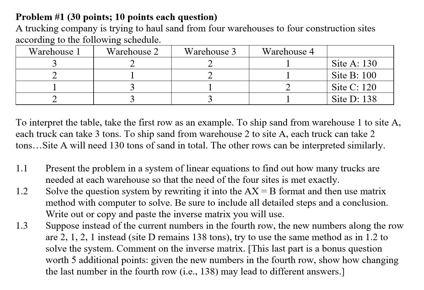 Problem #1 (30 points; 10 points each question) A | Chegg.com