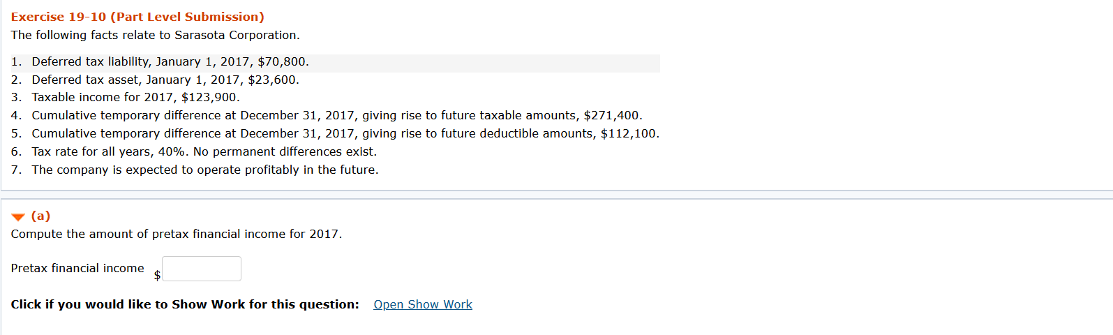 Solved Exercise 19-10 (Part Level Submission) The following | Chegg.com
