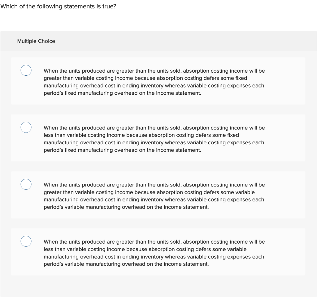 Solved Which of the following statements is true? Multiple | Chegg.com