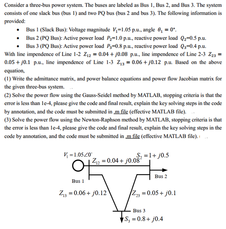 Solved Consider a three-bus power system. The buses are | Chegg.com