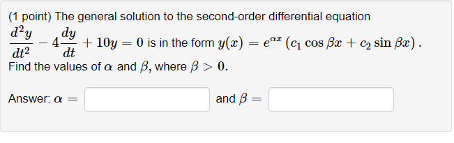 Solved (1 point) The general solution to the second-order | Chegg.com