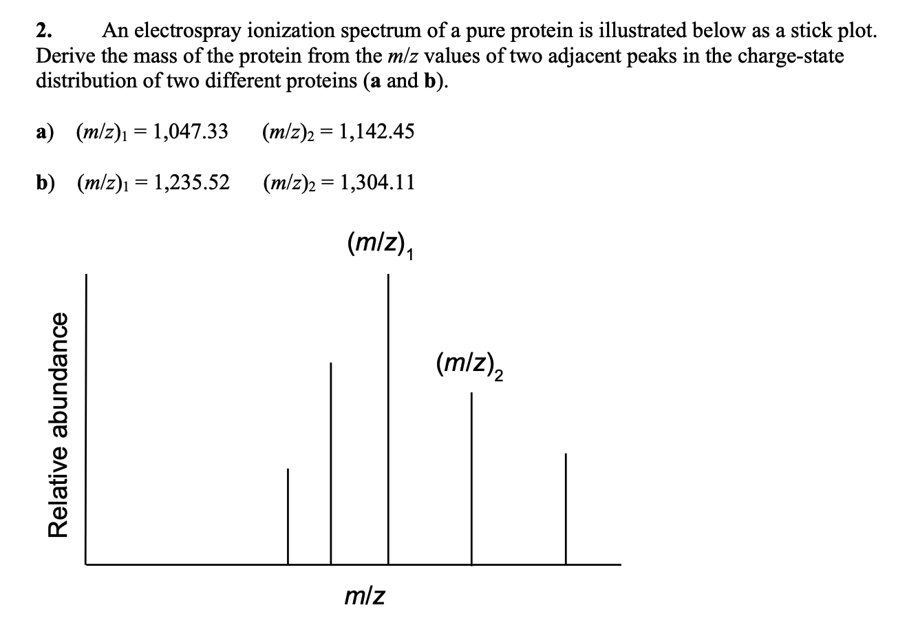 2. An electrospray ionization spectrum of a pure | Chegg.com