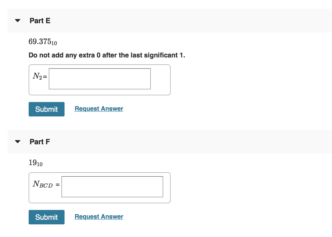 Solved Express the following decimal numbers in binary form | Chegg.com