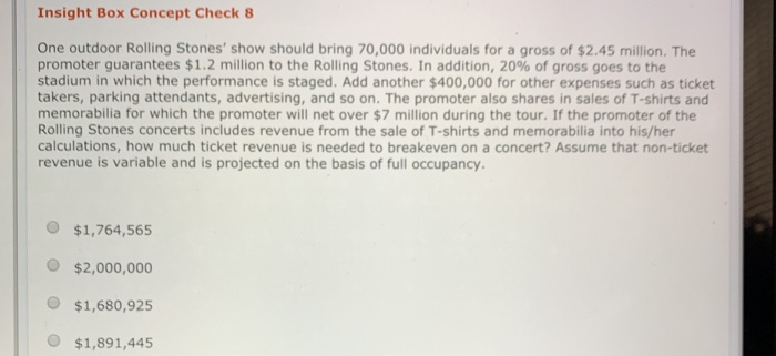 Solved Insight Box Concept Check 8 One outdoor Rolling | Chegg.com