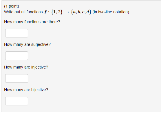 Solved (1 point) The following functions all have | Chegg.com