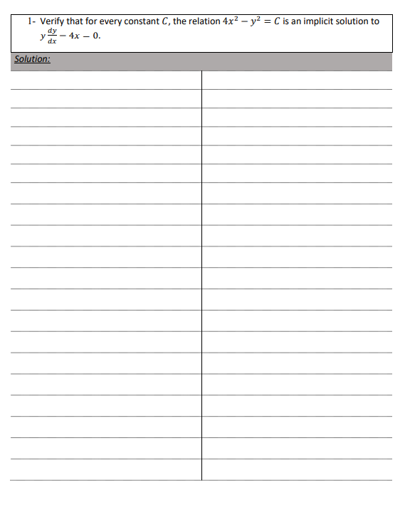 Solved 1- Verify that for every constant C, the relation | Chegg.com