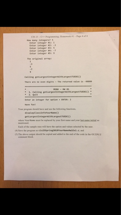 Solved Cis 25-C++ Programming: Homework #1-Pape 2 of 4 1. | Chegg.com