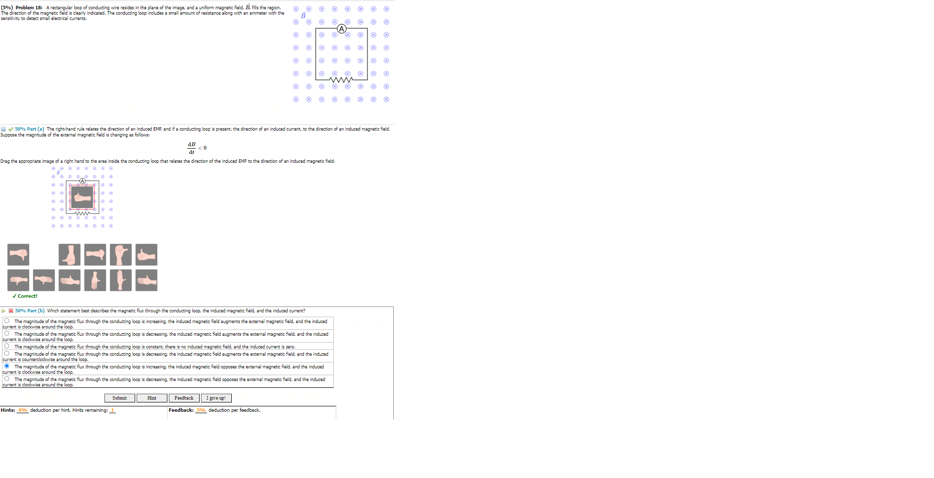 Solved (5\%) Problem 18: A rectangular loop of conducting | Chegg.com