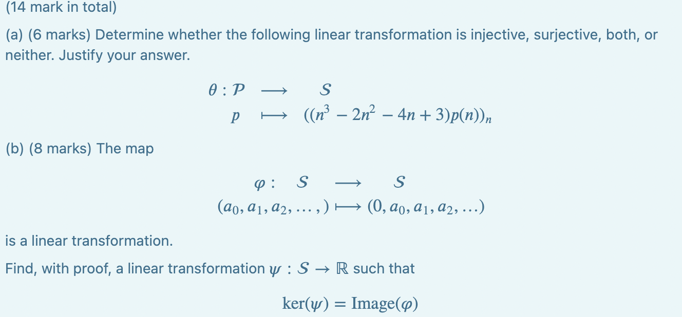 Solved (a) (6 marks) Determine whether the following linear | Chegg.com