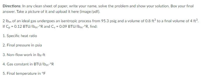 Solved Directions: In any clean sheet of paper, write your | Chegg.com
