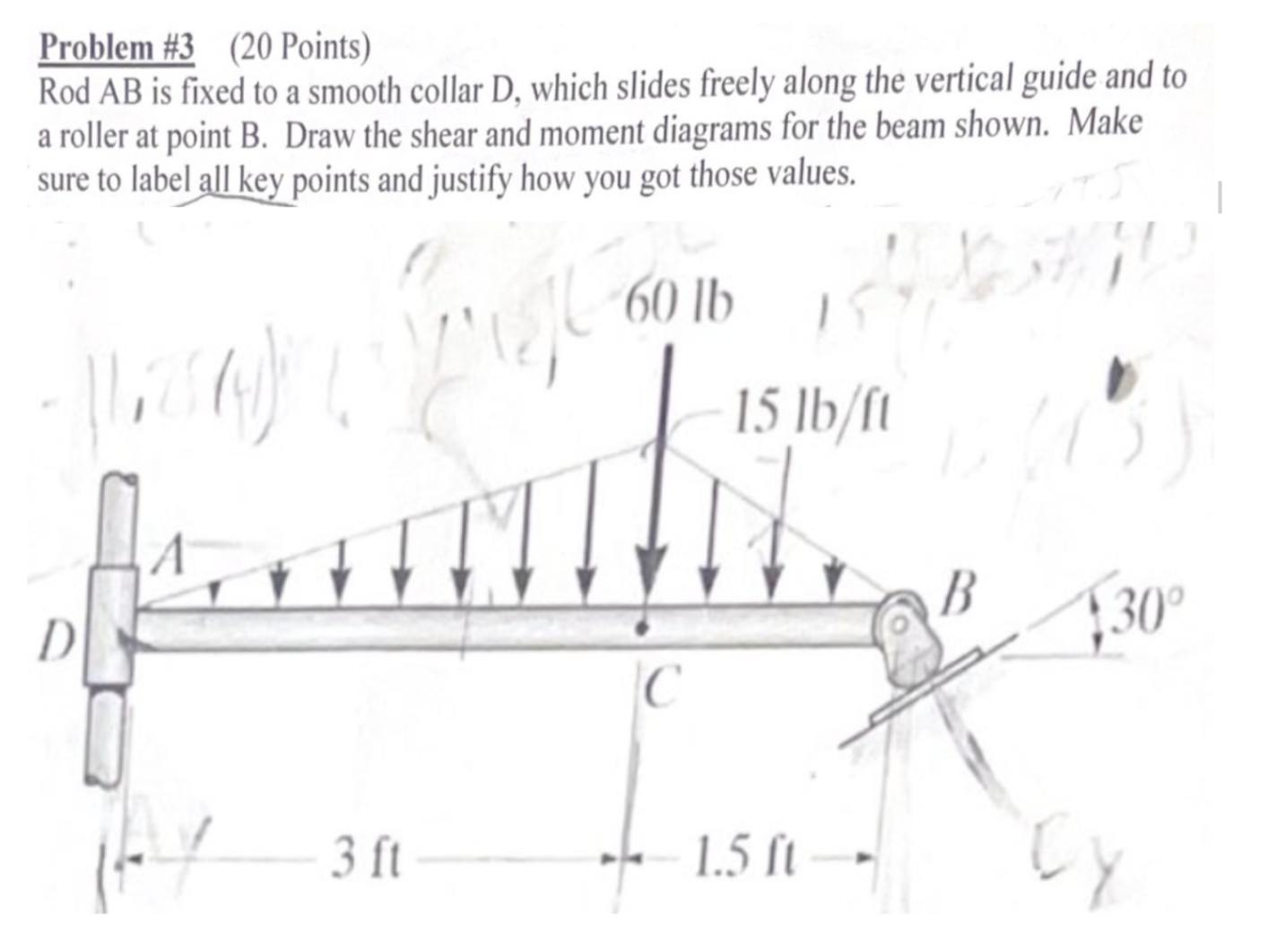Solved Problem \#3 (20 Points) Rod AB is fixed to a smooth | Chegg.com