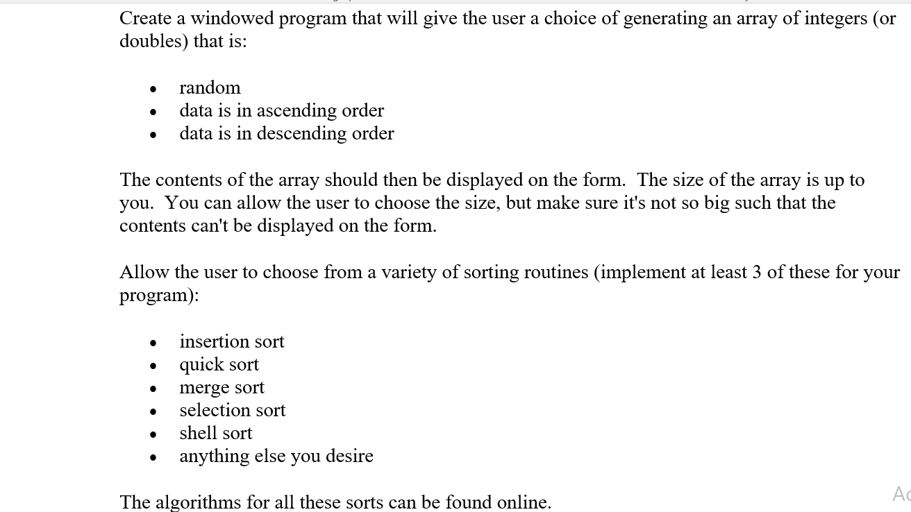 Solved Create a windowed program that will give the user a | Chegg.com