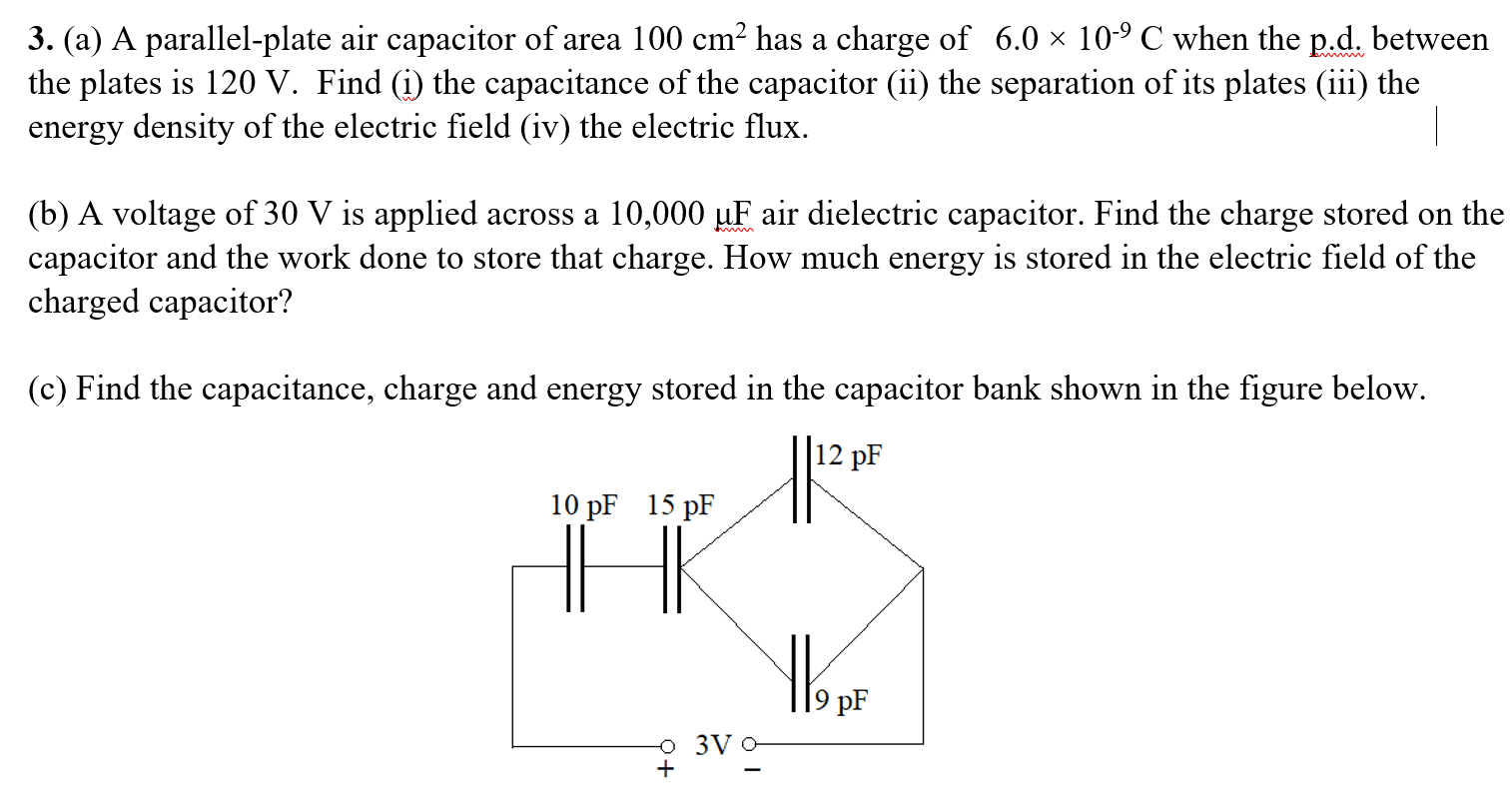 Solved 3. (a) A parallel-plate air capacitor of area 100 cm2 | Chegg.com
