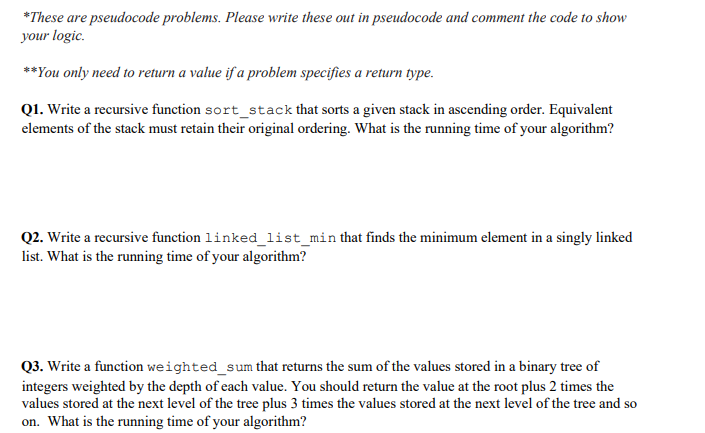 Solved These Are Pseudocode Problems Please Write These 