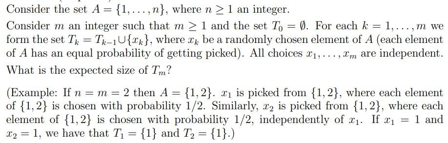 Consider the set A={1,…,n}, where n≥1 an integer. | Chegg.com