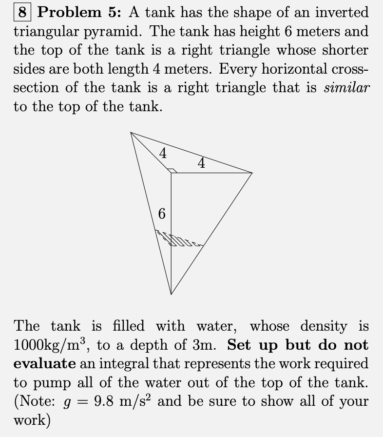 Solved 8 Problem 5: A tank has the shape of an inverted | Chegg.com