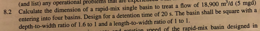 Solved (and list) Calculate the dimension of a rapid-mix | Chegg.com
