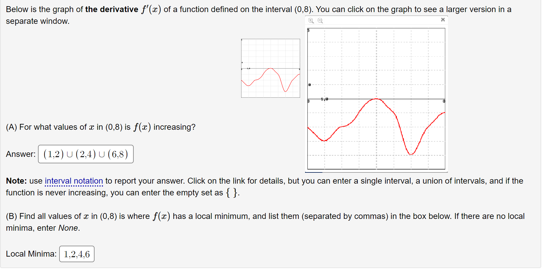 Solved Below is the graph of the derivative f′(x) of a | Chegg.com