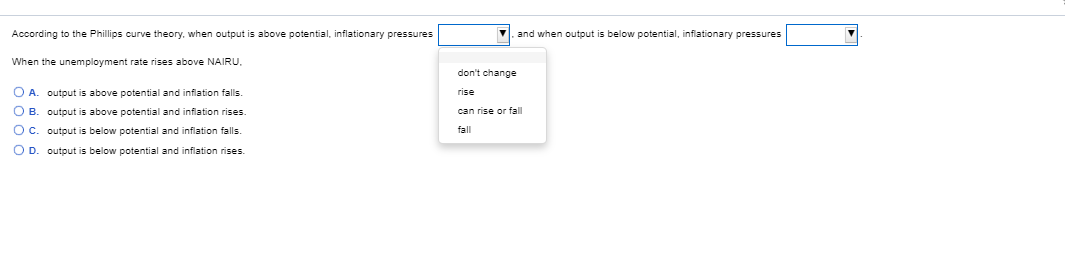 Solved According to the Phillips curve theory, when output | Chegg.com