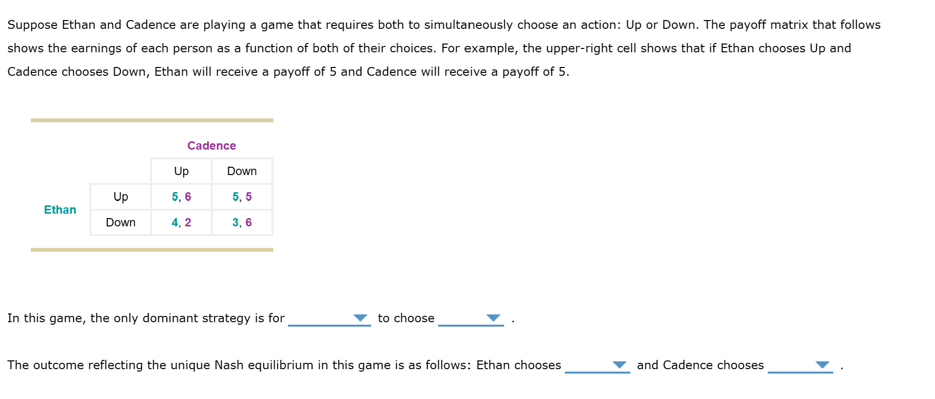 Solved Suppose Ethan and Cadence are playing a game that | Chegg.com